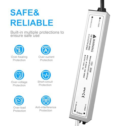 LED Driver 30 Watts Waterproof IP67 Power Supply Transformer 90-265V AC ...