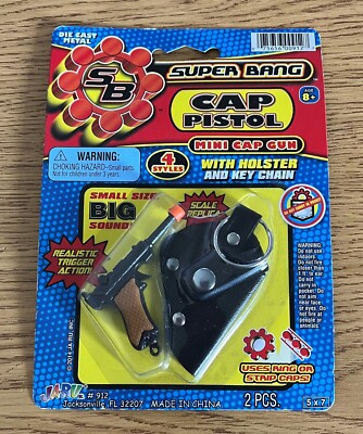 New Old Stock #912 Super Bang Mini Cap Gun w Holster Key Chain -Factory ...
