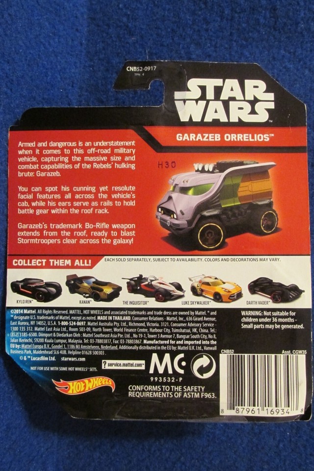 2014 Hot Wheels Star Wars Character Cars, Garazeb Orrelios (CNB52-0917 ...