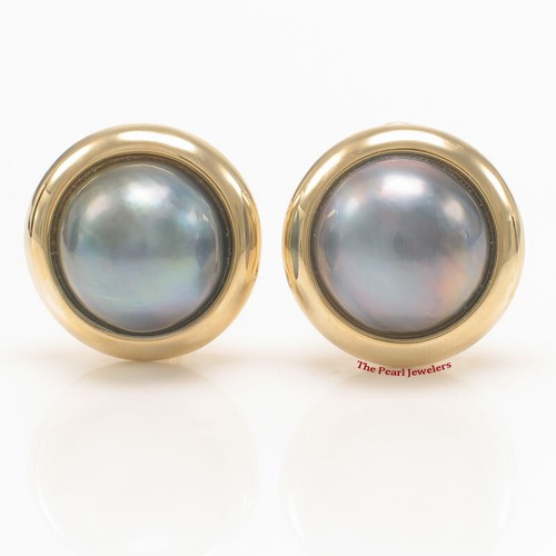 14kt Yellow Gold Omega Clip Gold Border Design 15mm White Mabe Pearl ...