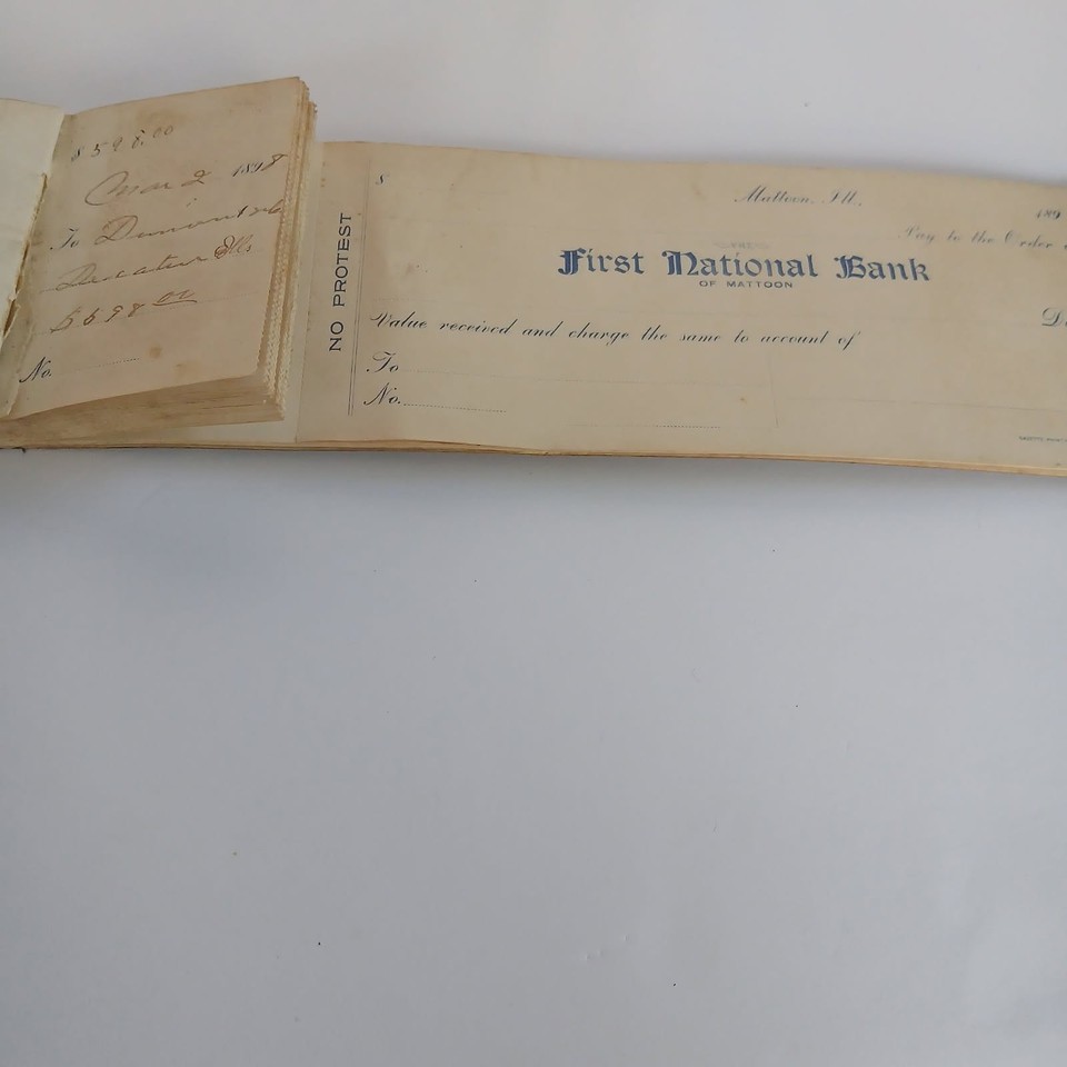 Antique First National Bank Mattoon IL 1880s & 1890s Bank Checks and ...