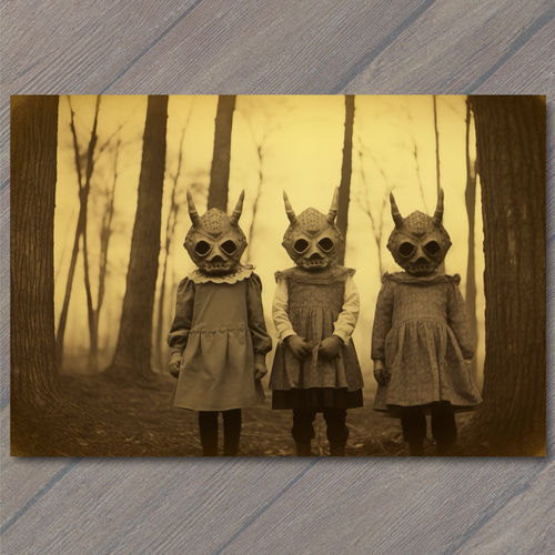 4x6" Weird Creepy Vintage Look Vibe Kids Masks Halloween Cult Unusual ...