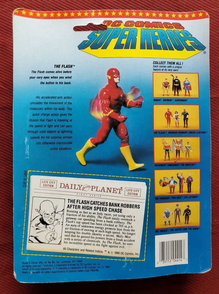 THE FLASH Vintage 5" Action Figure 1990 DC Comics Toy Comic Book Super ...