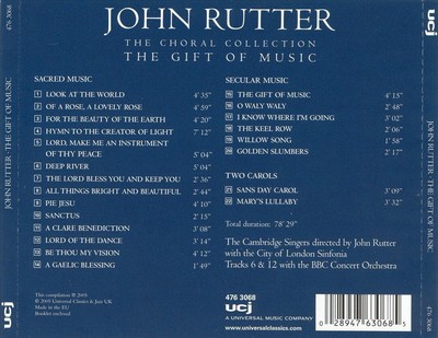 THE CAMBRIDGE SINGERS JOHN RUTTER: THE GIFT OF MUSIC NEW CD 28947630685 ...
