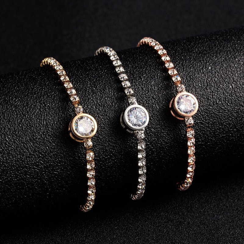 Women's Adjustable Chain Bracelet Rhinestone Crystal Cuff Bangle ...