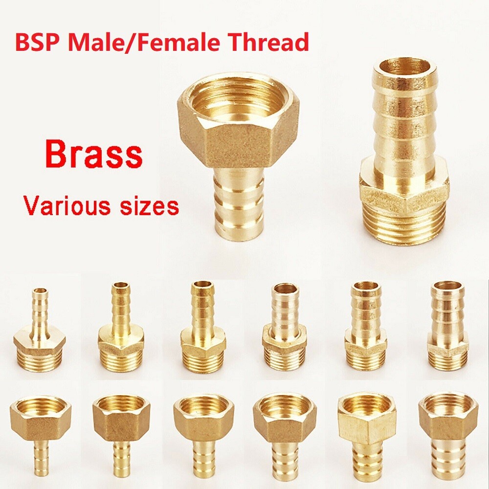 2PC 1/8 1/4 1/2 3/8 BSP Male Thread* 6mm-16mm Straight Barb Tail Brass ...