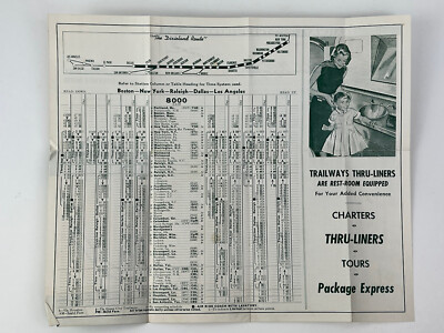 Vintage Carolina Trailways Bus Schedule Time Tables Nice Ephemera 1 Day ...