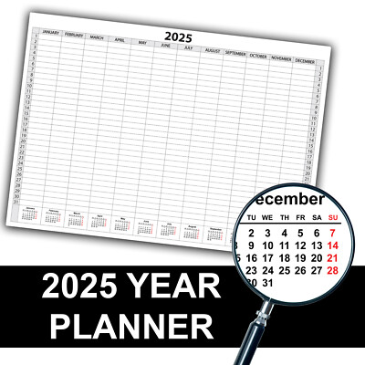 2025 Year Planner Wall Calendar Office Work Planning Rota Shift Table ...