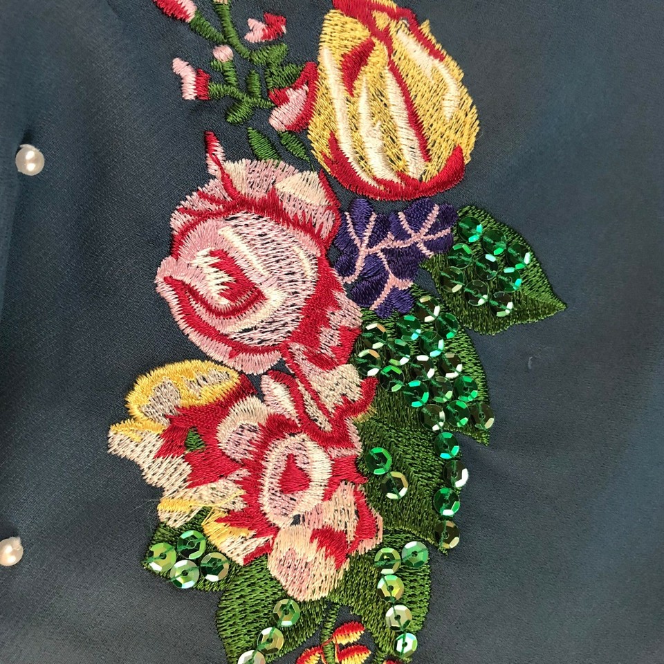 Vintage Lacy Afternoon Shell Kepler Rose Sequin Embroider Shawl Rope ...