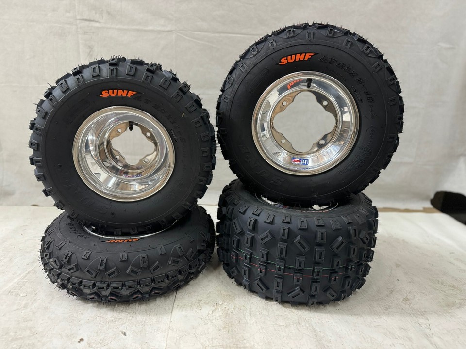 DWT A5 Polished Front Rear Rims Wheels Sunf A035 Tires Honda TRX 450R ...