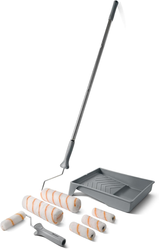 Paint Roller Kit - 9 Inch Roller with Tray, 4 Inch Mini Rollers, 3Ft ...