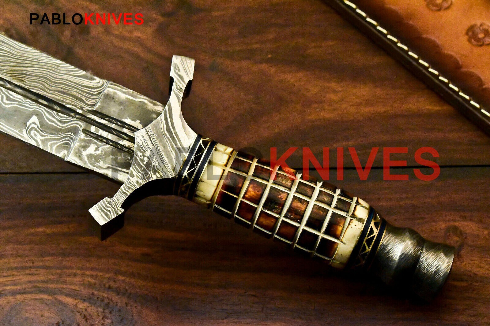 Custom Hand Forged Damascus Steel Hunting Medieval Sharp Dagger Bone ...