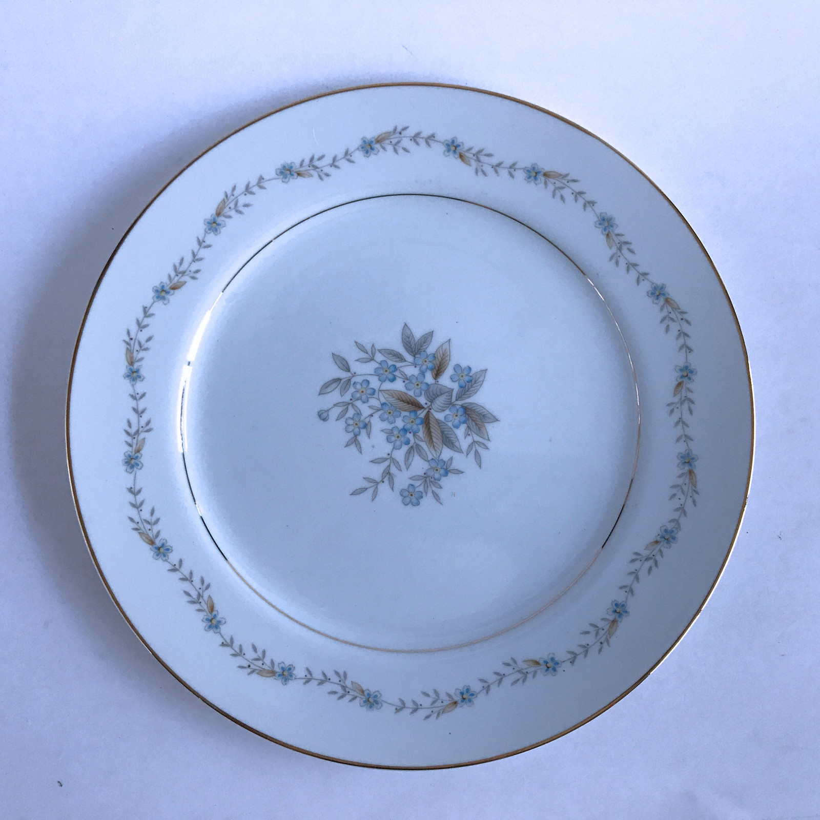Symco China Cromwell 45/188 Dinner Plate Blue Flowers Gray Brown Leaves ...
