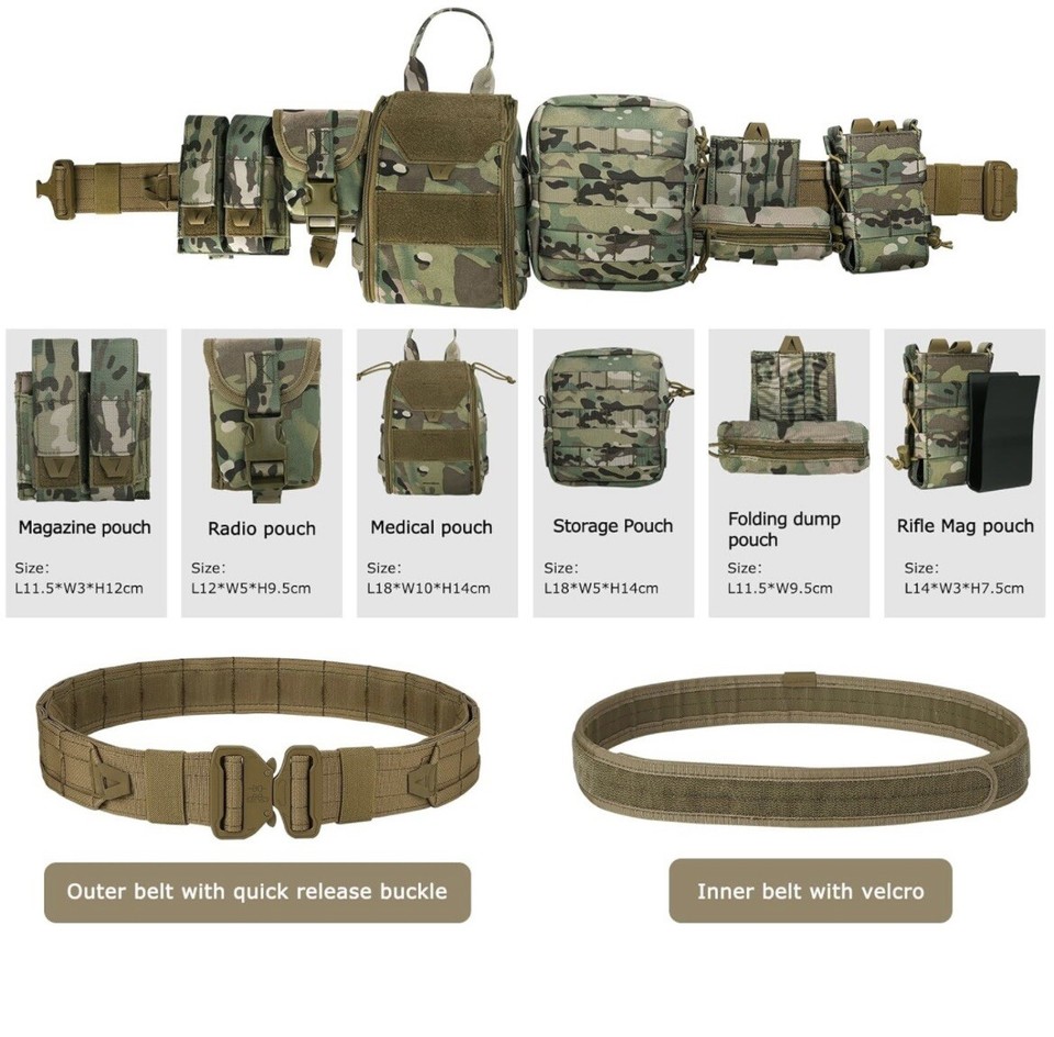 NEW OCP Molle Battle Belt Accessories - Tactical Combat Belt Quick ...