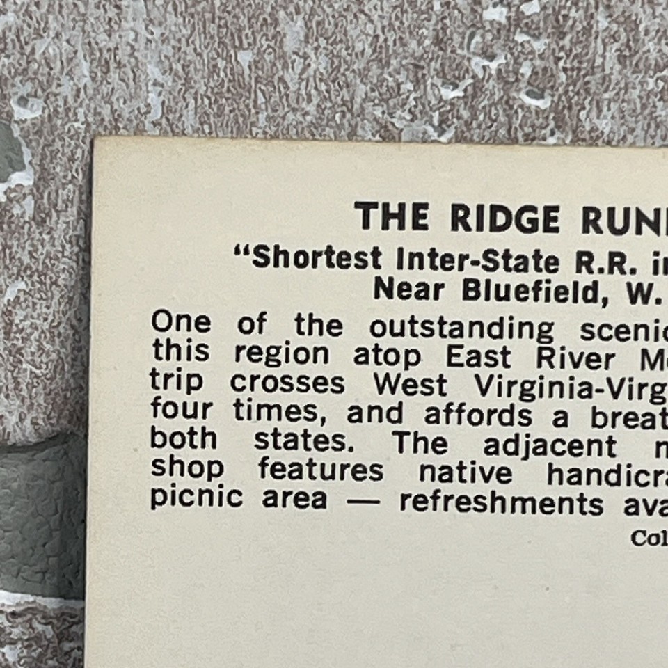 Bluefield, WV The Ridge Runner Railroad East River Mountain Vintage Postcard UNP | eBay