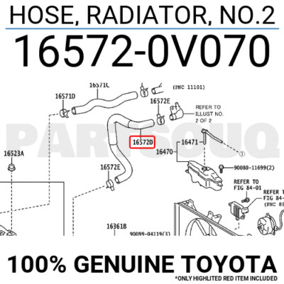 165720V070 Genuine Toyota HOSE, RADIATOR, NO.2 16572-0V070 | eBay