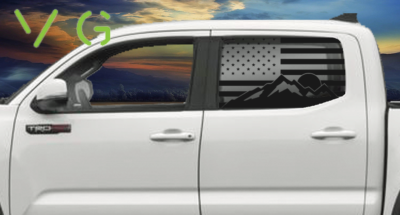 Toyota Tacoma 2016-2020 TRD Rear Window Decals USA Flag Mountain Sun ...