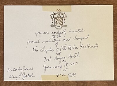 1953 Capital Univ Phi Beta Fraternity Initiation & Banquet Invite ...
