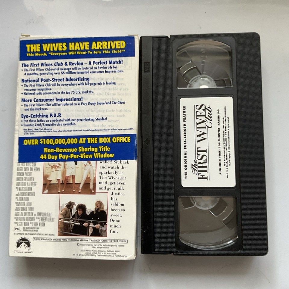 The First Wives Club (1996) VHS Tape (PG) Hawn/Midler/Keaton Screener ...