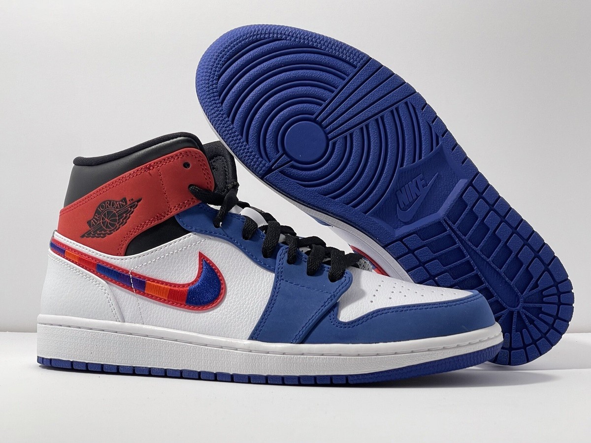Nike Air Jordan 1 Mid SE White Red Blue Multi-Color Swoosh Nike Air Jordan 1 Mid SE White Red Blue Multi-Color Swoosh