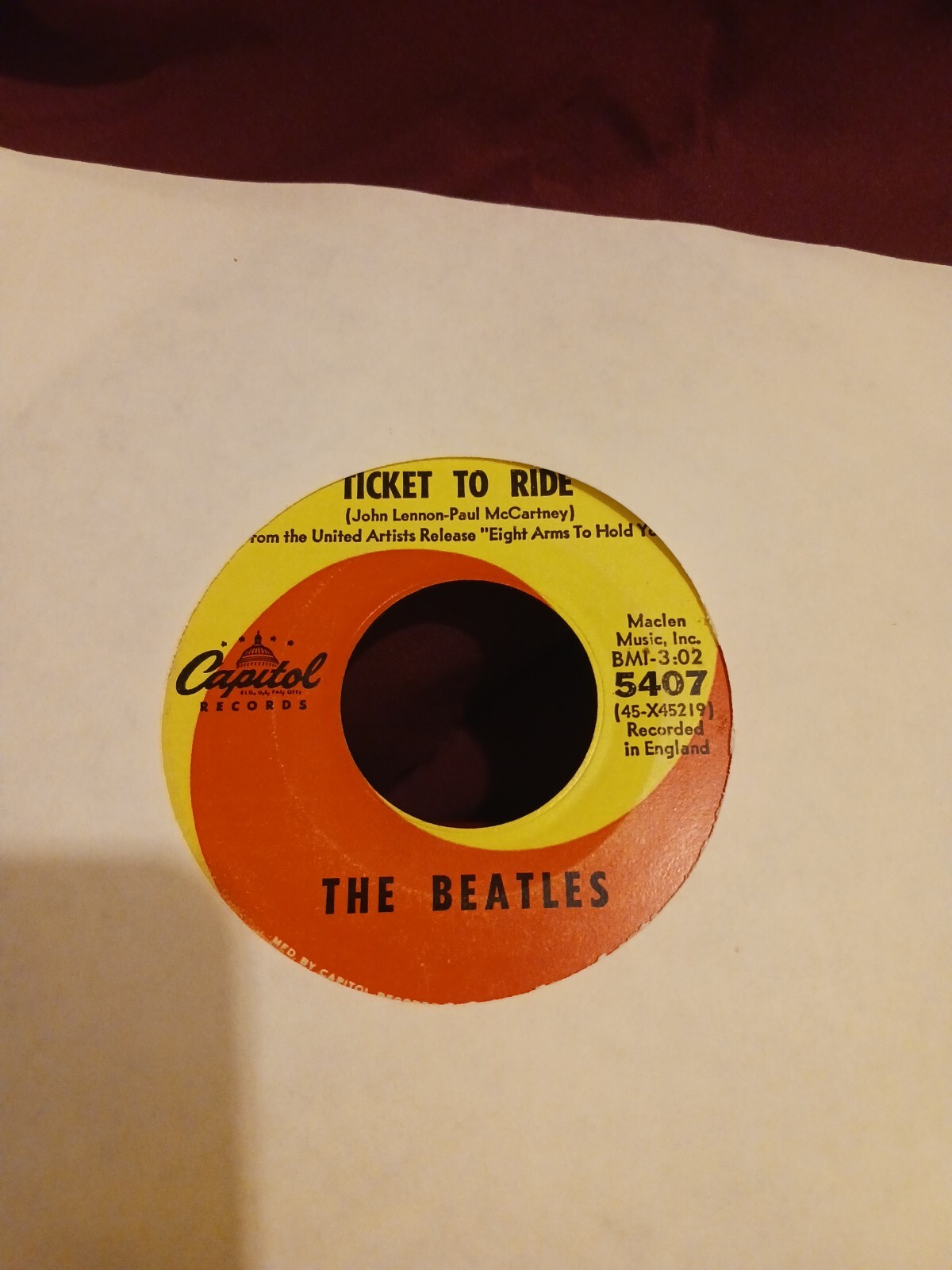 The Beatles 'Ticket To Ride/Yes It Is' Tested (Vg) No Skips Or Static ...