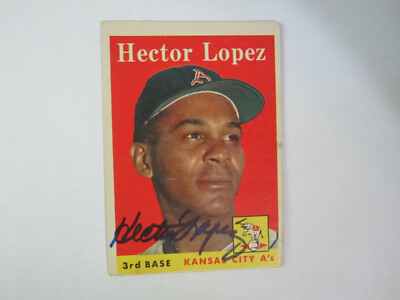 1958 Topps # 155 Hector Lopez Autograph / Signed card (M) Kansas City ...
