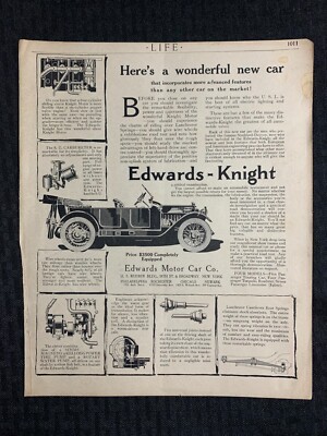 Vintage EDWARDS MOTOR CAR CO. 9x11" Automotive Print Ad VG 4.0 ...