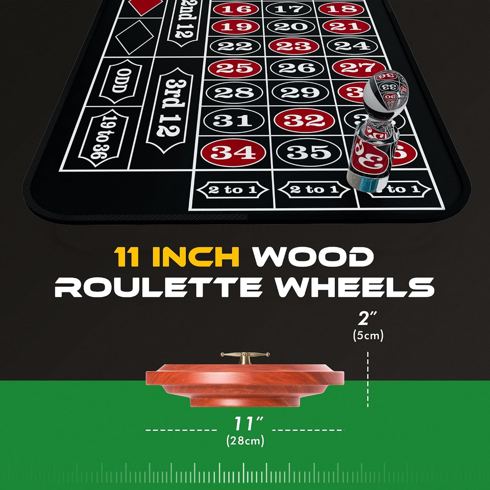 11 Inch Roulette Wheel Set for Adults with Rubber Roulette Table Mat 35 ...