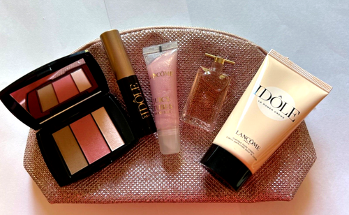 6pc Lancome IDOLE Set: EDP Mini 5mL, Perfumed Body Cream 50ml, Mascara ...