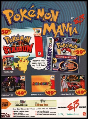 Pokemon Mania – Stadium 1999 Nintendo-print ad /mini-poster-Game room ...