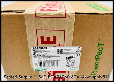 BDA36060 ~ Square D I-Line BDA36060 PowerPacT B 60A 3P MCCB ~ Sealed ...