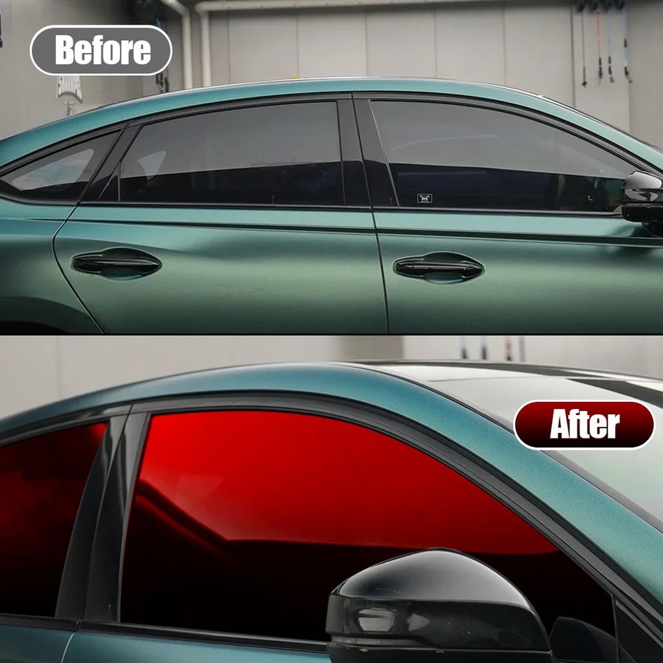 Red Black Car Gradient Sunshade Film PVC Two Tone Car Window Film ...