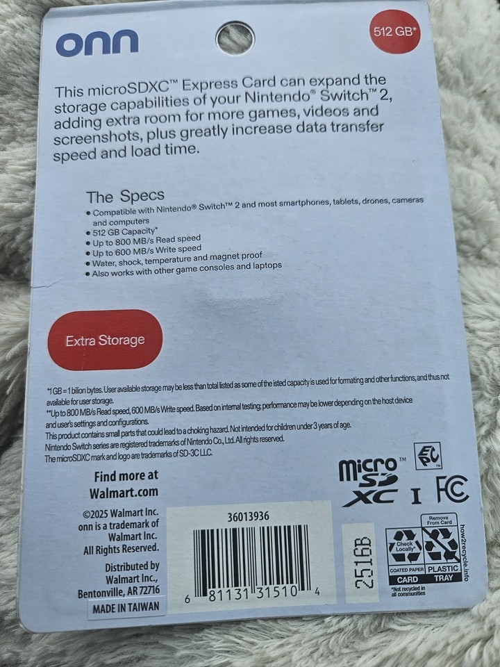 NEW, SHIP TODAY - ONN 512 GB Micro SD Express Card - Nintendo Switch 2 ...