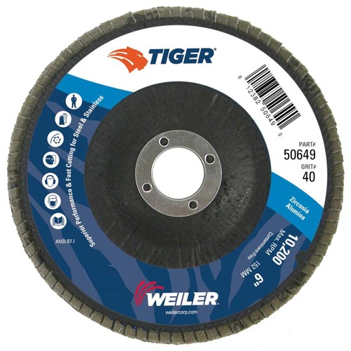 50649 6" Tiger Disc Abrasive Flap Disc, Conical (TY29), Phenolic ...