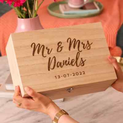 Personalised In Loving Memory Engraved Wooden Mr & Mrs Keepsake Box ...