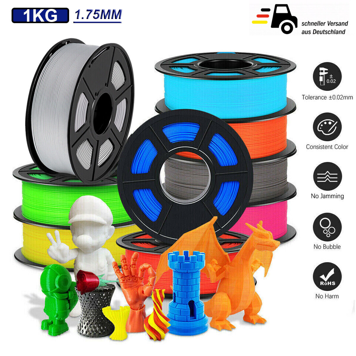 【BUY 6 GET 4 FREE】 1KG PLA PETG Rainbow Silk 1.75 mm 3D Printer ...