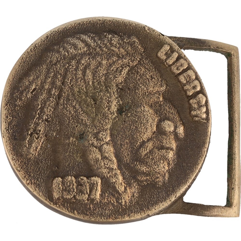 Brass 1937 Buffalo Nickel Bison Native American Cowbo… - Gem