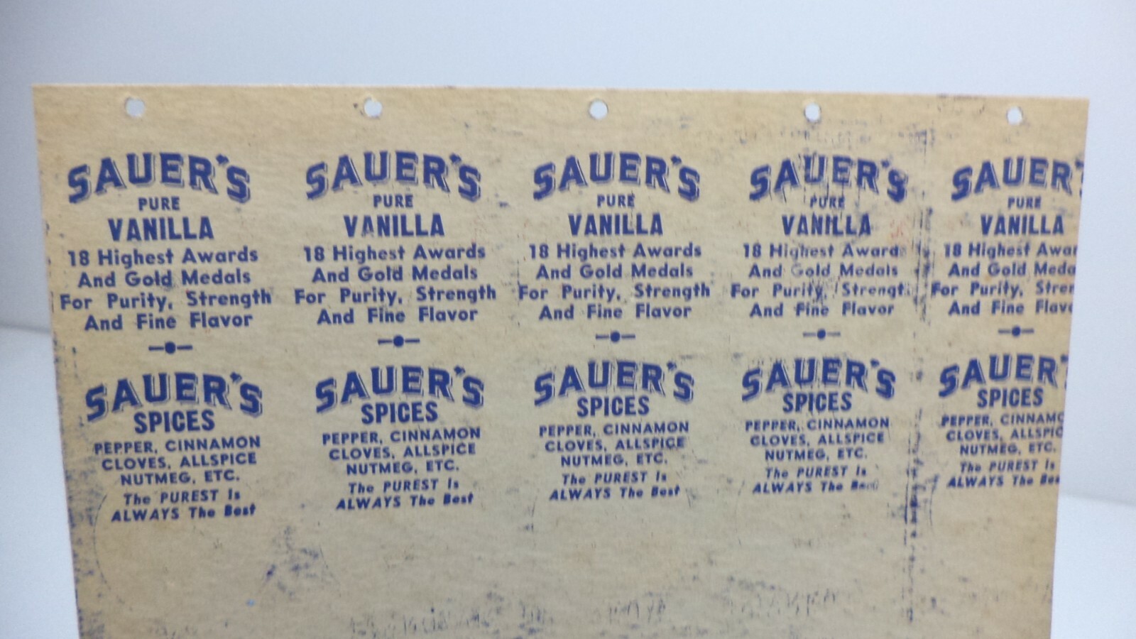 SAUER'S VANILLA EXTRACT MAYONNAISE GROCERY STORE Uncut Sheet of ...