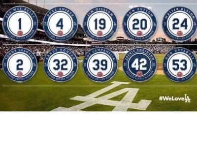 NEW 2016 MLB LOS ANGELES DODGERS RETIRED NUMBERS PIN Set SGA Lasorda ...