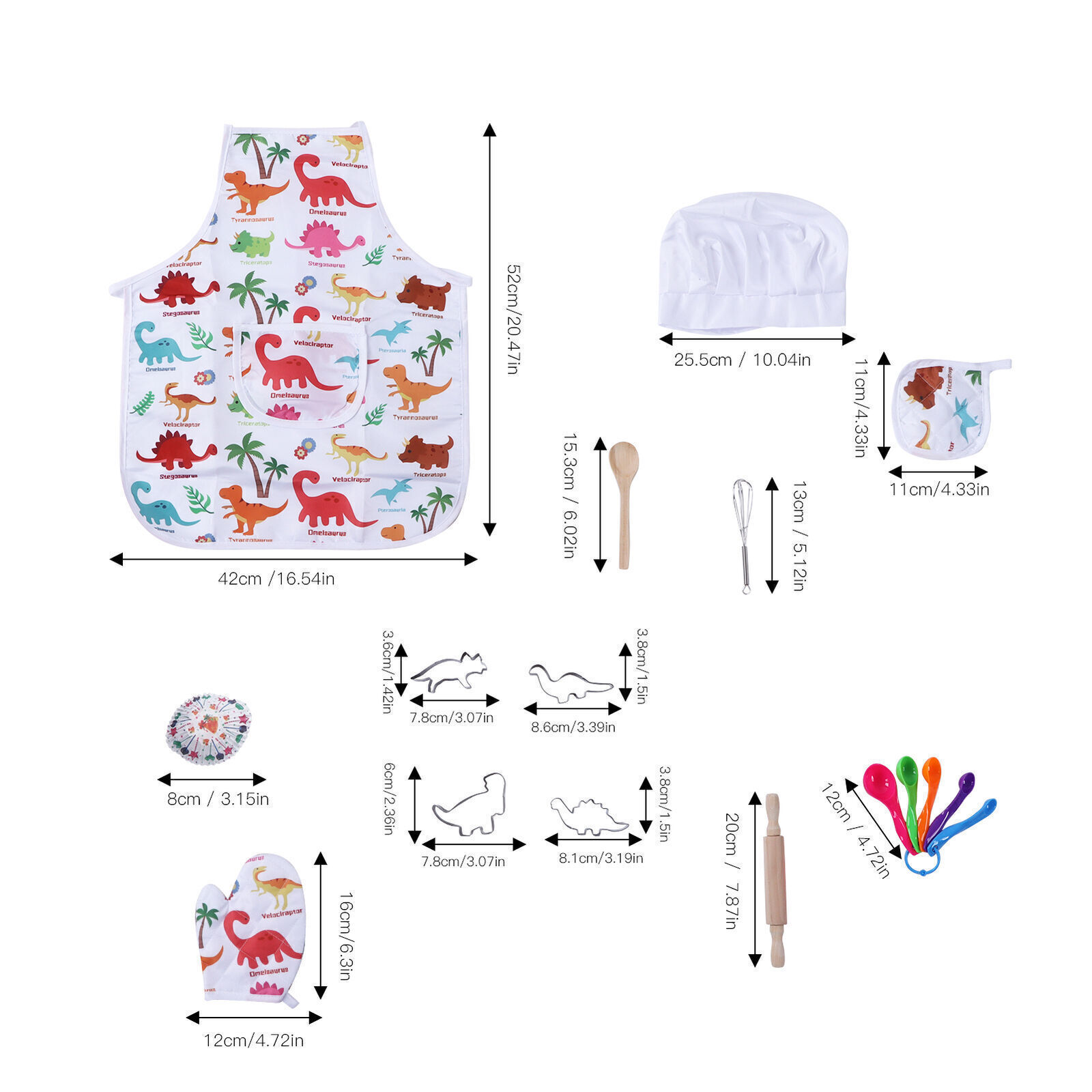 Kids Baking Chef Set Dinosaur Apron Oven Glove Chef Dress Up Kitchen ...