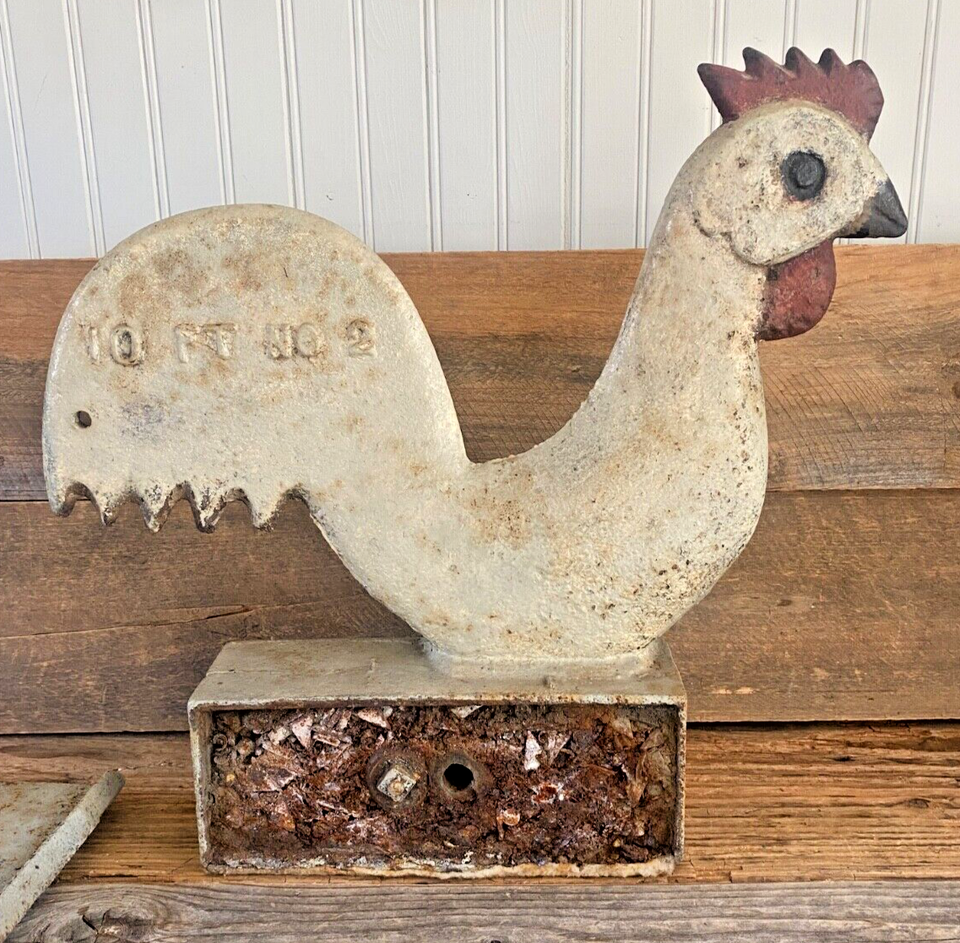 Rare Cast Iron Antique 16in Elgin? Rooster Windmill Weight 10ft No2 ...