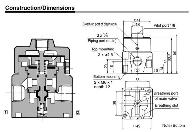 SMC VTA315-02 1/4" BSPT 3/2 air pilot valve N.C. or N.O. bi ...