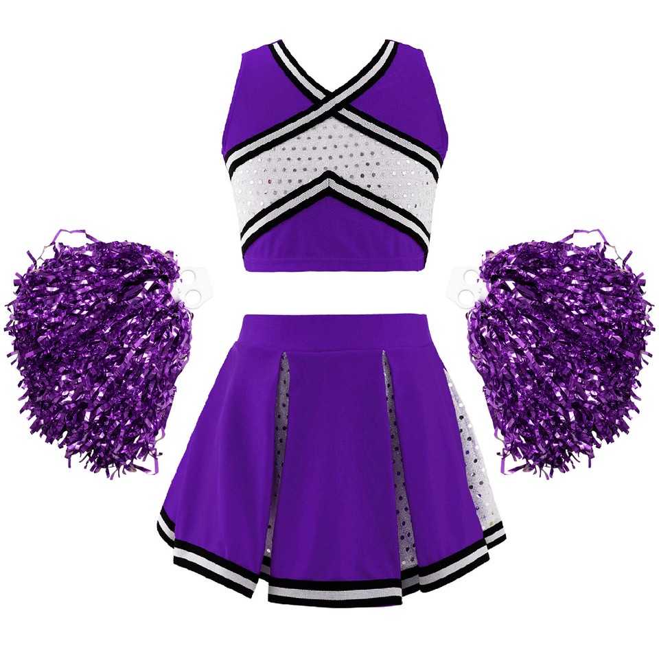 Girls Cheer Leader Costume Cheerleading Uniform Set Tank Top with Skirt ...
