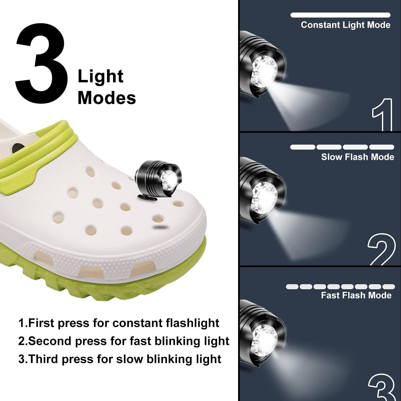 2Pcs For Croc Headlights Shoes Lights Kids Dog Outdoor Hiking Camping ...