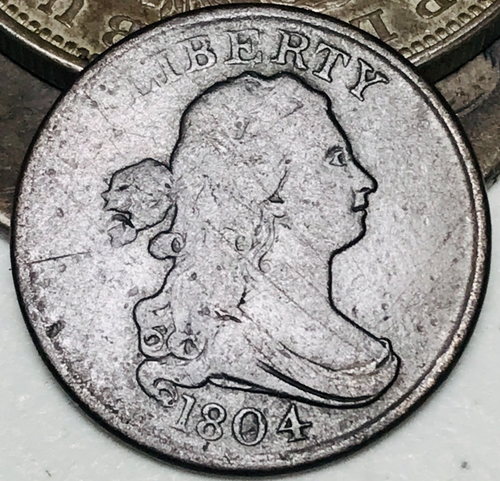 1804 Draped Bust Half Cent 1/2c Ungraded Choice Plain 4 US Type Coin ...