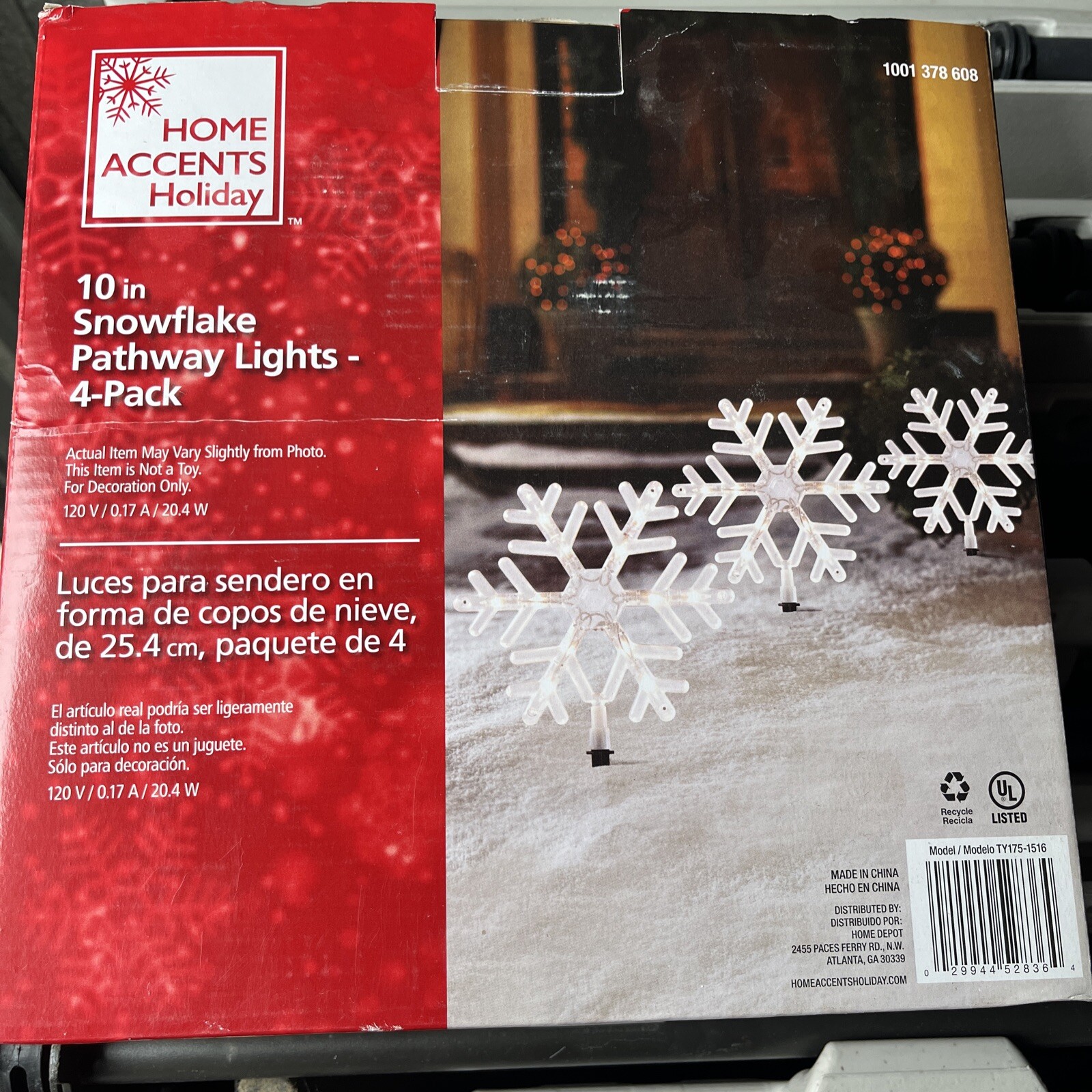 (4-Pk) Home Accents Holiday Snowflake Pathway Lights White 10" TY175 ...
