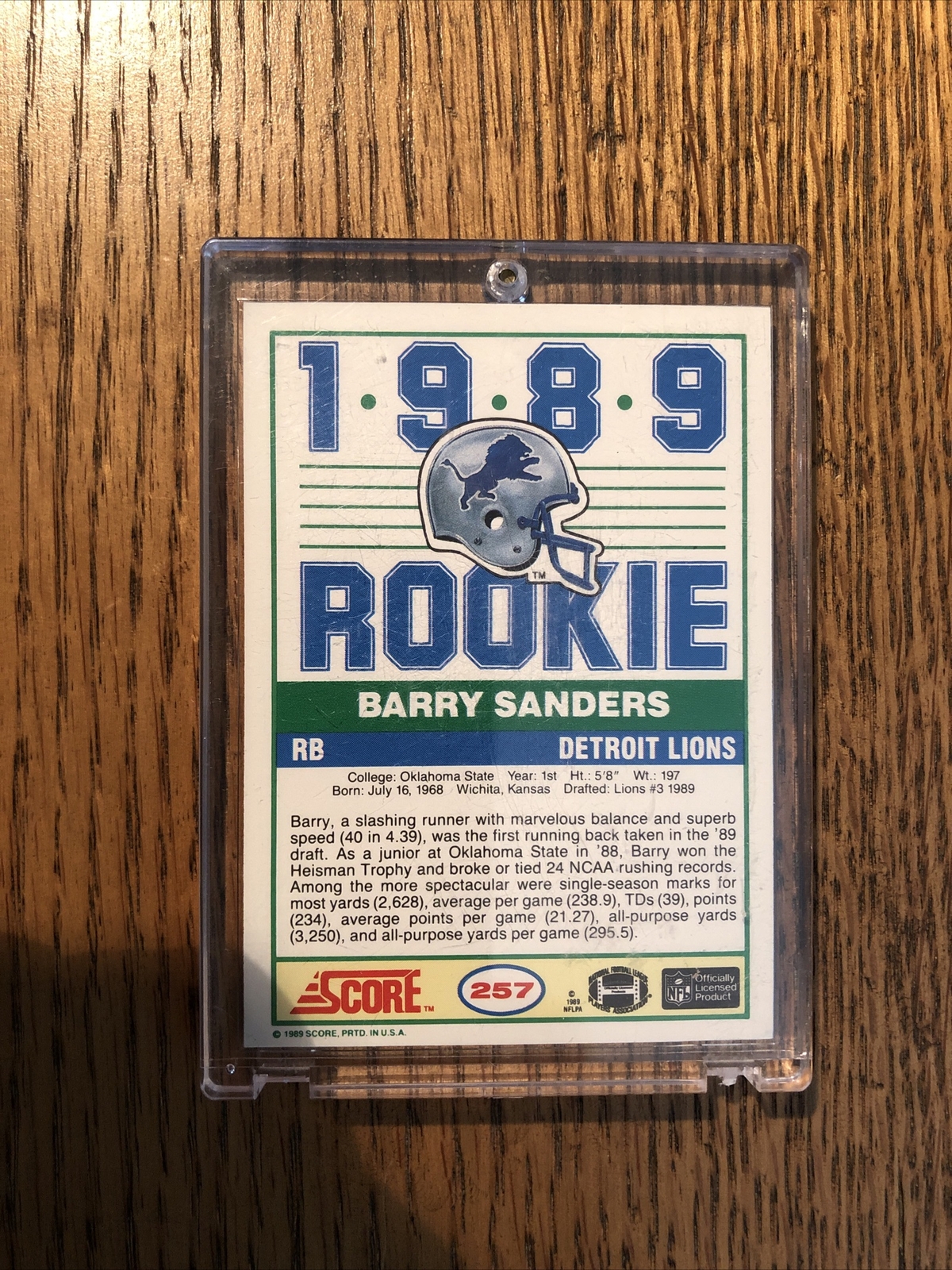 Barry Sanders Score Supplemental Rookie Card Score #257 | eBay