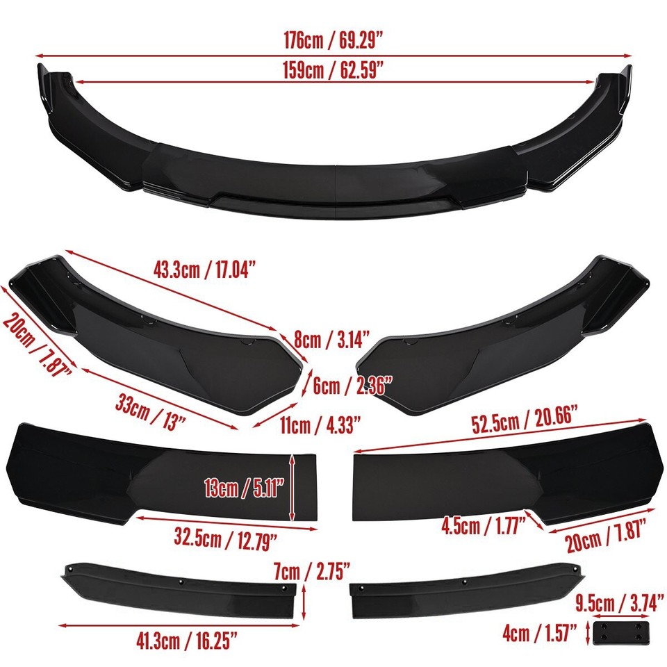 For MINI Cooper R53 R55 R56 F56 6pcs Front Bumper Lip Spoiler Splitter ...