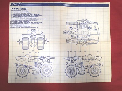 GI Joe Vehicle COBRA FERRET BLUEPRINTS 1985 Original Instruction Sheet ...