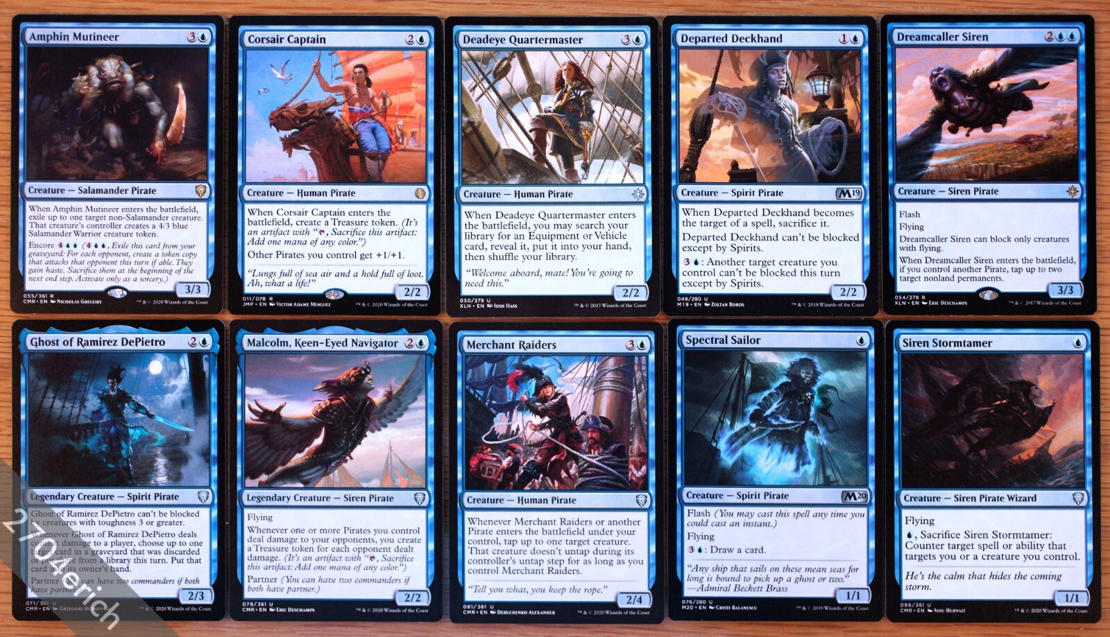 Set of 10 Blue Pirate Cards *NM* (English Magic MTG ) EDH Spectral ...